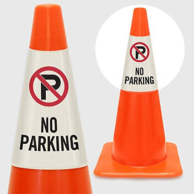 SmartSign No Parking Bright Reflective Cone Message Sleeve Cone Not ...