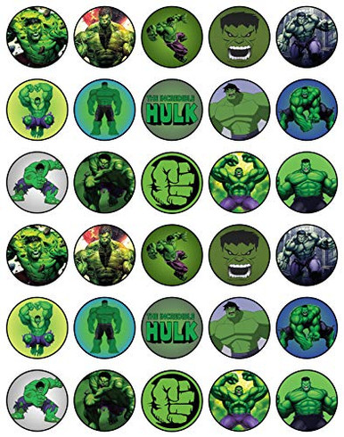 30 x Edible Cupcake Toppers Hulk cartoon Party Collection of Edible ...