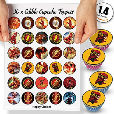 30 x Edible Cupcake Toppers Themed of Flash Party DC Collection of ...