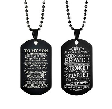 To My Son I Want You To Believe Dog Tag for Men Black Military Necklace ...