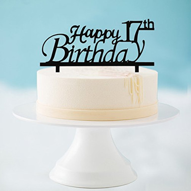 Happy 17th Birthday Cake Topper, Black Acrylic Cake Topper, 17th ...