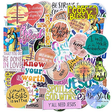 Jesus Christian Stickers, 50Pcs Faith Cross Religious Bible Stickers ...