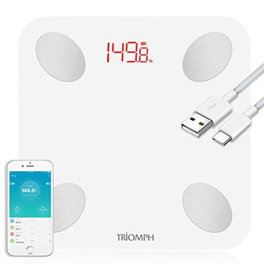 Triomph Rechargeable Smart Bluetooth Scale, USB Charging Body Fat Scale ...