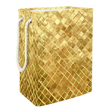 AISSO Gold Glitter Background Laundry Hamper Basket with Handles for ...