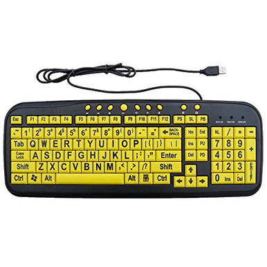 Large Print Yellow Keys USB Keyboard for Low Vision By DSI ...