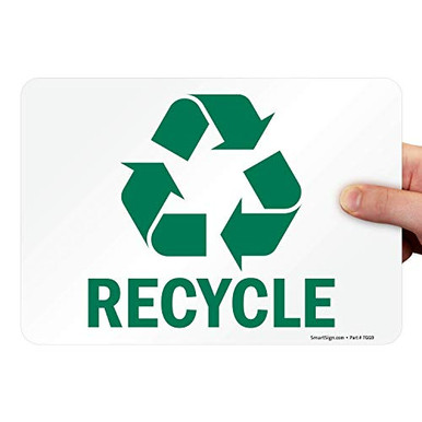 SmartSign Adhesive Vinyl Label, Legend "Recycle" with Graphic, 7" high ...