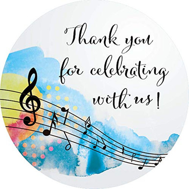 40 Pack 2inch Musical Themed Thank You Stickers Music Notes Birthday ...