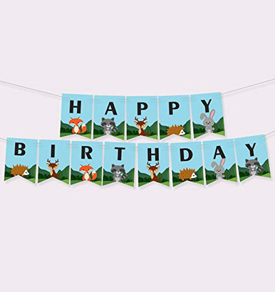 Woodland Themed Birthday Banner - Party decoration - Woodland Banner ...