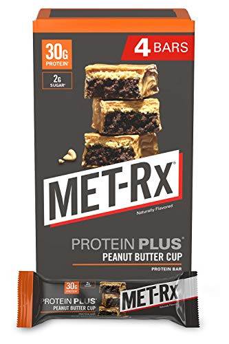 MET-Rx Protein Plus Protein Bar, Peanut Butter Cup, 4 Count Value Pack ...