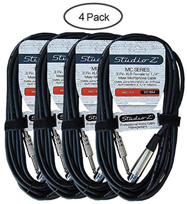 Studio Z Microphone Cables 20Ft Female XLR to 1/4 Inch TS Male Mono 3 ...