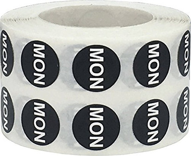 Black Circle Monday Stickers 1 2 Inch Round 1000 Labels on a Roll ...