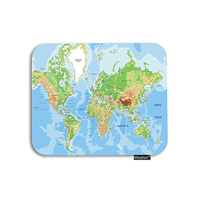 Moslion Map Mouse Pad World Map Country State Earth Mountain Ocean Land ...