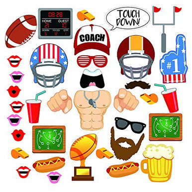 Konsait Super Bowl Photo Booth Props 36Count Football Party Game Day ...