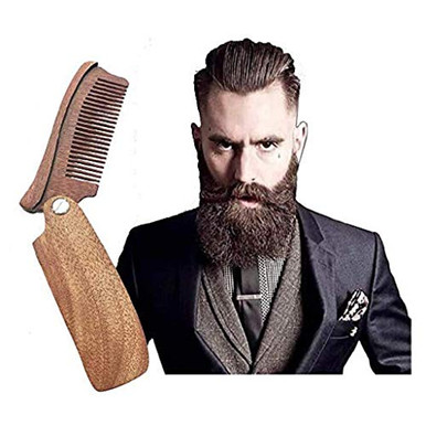 Folding Wooden Beard Comb, Firstfly Pocket Size Beard Mustache Styling ...