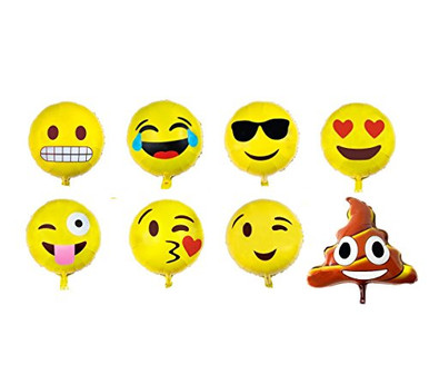 Emoji Balloon Happy Birthday Party Set of 16 Pack Mylar Foil 18 Inch ...