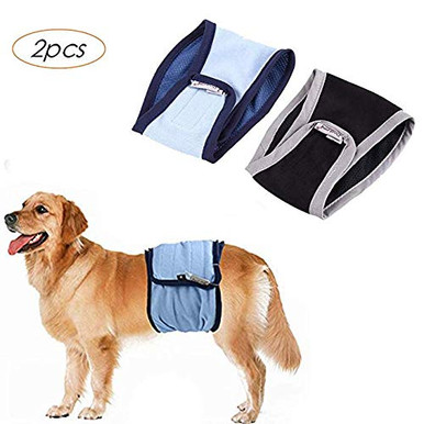 ZEEY 2 Packs Dog Washable Male Diapers Sanitary Male Dog Protector ...