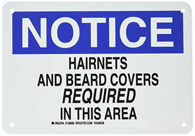 Brady 128862 Personal Protection Sign, Legend"Hairnets and Beard Covers ...