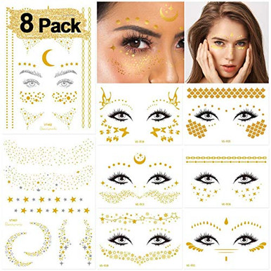 Halloween Face Temporary Tattoo Sticker Freckle Sticker Face Gold ...