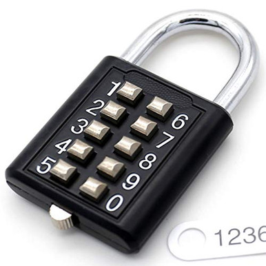 MIONI 10 Digit Push Button Combination Padlock, 5 Digit Locking ...