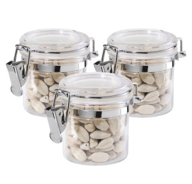 Oggi 3-Piece Mini Clear Acrylic Canisters with Locking Clamp ...