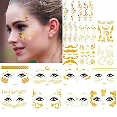 Face Metallic TattoosFace Temporary Tattoo Sticker Freckle Sticker Face ...