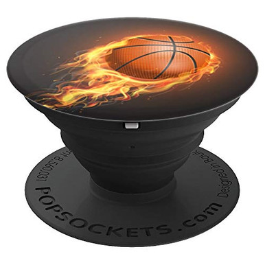 Realistic basketball on fire Ball Player Athlete Game Basket PopSockets ...