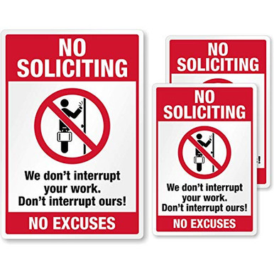 SmartSign No Soliciting Sticker for House Window/Door, No Excuses We ...
