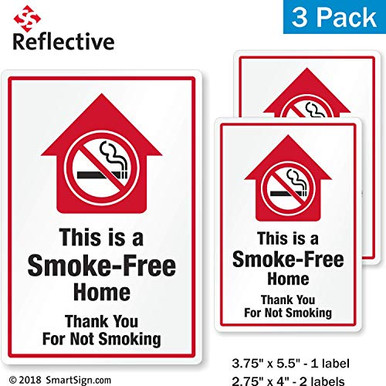 SmartSign This is A Smoke Free Home Stickers Thank You for Not Smoking ...