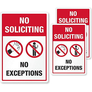 SmartSign No Soliciting No Exceptions Stickers, No Soliciting Sticker ...