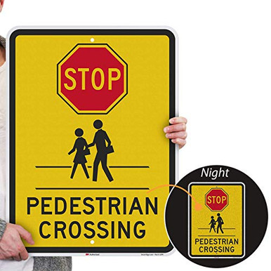 SmartSign Stop Pedestrian Crossing Sign 18 x 24 3M Engineer Grade ...