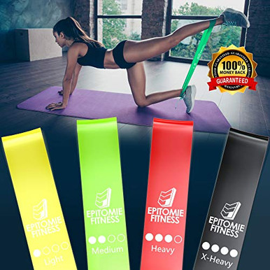 Resistance Band Set of 4 - Premium Natural Latex Fitness Bands for Home ...