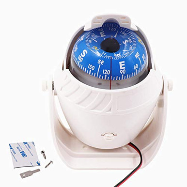 Boat Car Compass Dash Mount with LED Light Adjustable Marine Navigation ...