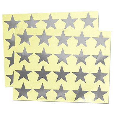 15 Metallic Silver Foil Star Sticker Label Sheets Pack of 500 ...
