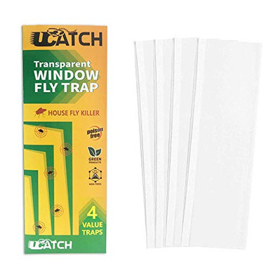 4 Transparent Window Fly Traps Catches House Flies Moths Gnats Spiders ...