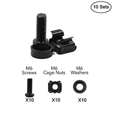 M6 x 16mm Rack Mount Cage Nuts Screws and Washers for Rack Mount Server ...