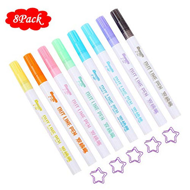 8 Packs Double Line Pens 8 Multi Color Double Outline Pens Glitter ...