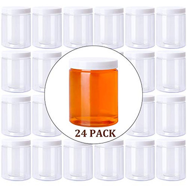 Habbi 24 Packs 8 OZ. Slime Containers, Clear Slime Storage Jars with ...