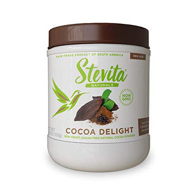 Stevita Delight Sugar Free Semi Sweet Cocoa Powder 42 Ounce Jar Organic ...