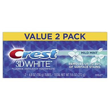 Crest 3D White Mild Mint Whitening Toothpaste, 4.8oz, Twin Pack ...