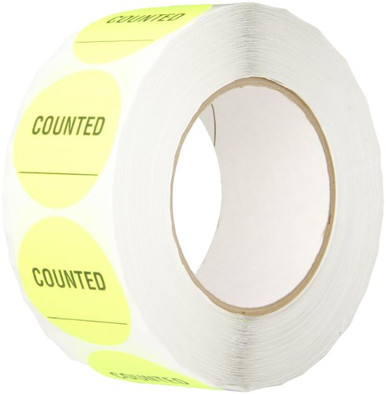 TapeCase INVLBL-022"Counted" Inventory Control Label in Yellow [Pack in ...