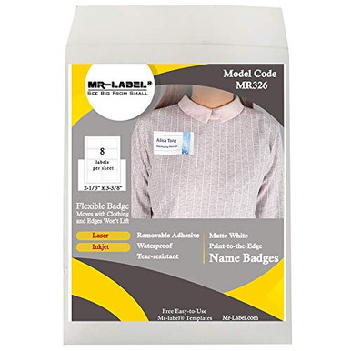 Mr Label 2 1 3 x 3 3 8 Matte White Name Badges Personalized Name Tags ...