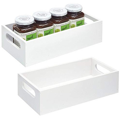 mDesign Bamboo Wood Compact Food Storage Bin with Handle for Kitchen ...