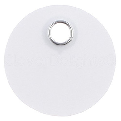 100 Pack - CleverDelights White Plastic Tags - 1" Round - Tear-Proof ...