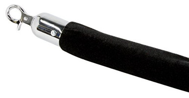 Displays2go Rope Barrier 6-1/2-Feet, Black Velvet Rope with Chrome ...