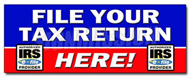 24" File Your Tax Return HERE Decal Sticker Taxes irs Refund Check ...