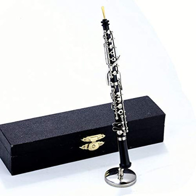 Dselvgvu Miniature Oboe with Stand and Case Mini Musical Instrument Miniature Replica Dollhouse ...