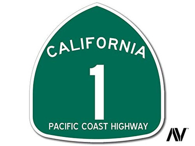 American Vinyl Green Pacific Coast Highway 1 Sign Shaped Sticker Road ...