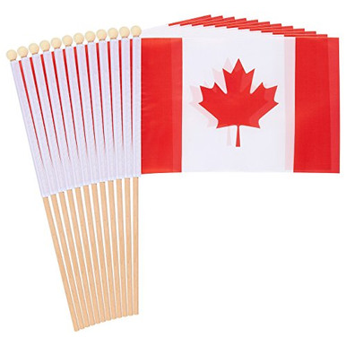 Juvale 12 Piece Canada Stick Flags Canadian Hand held Flags Polyester ...