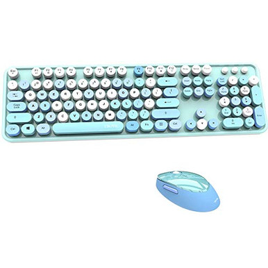 UBOTIE Colorful Computer Wireless Keyboard Mouse Combos, Typewriter ...