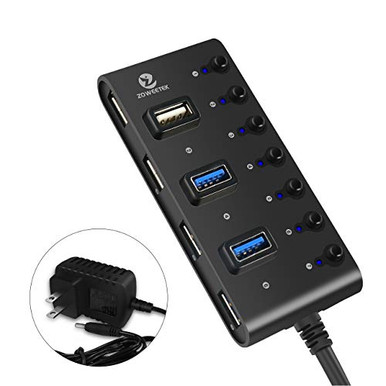 USB Hub 30 Network Hubs 7 Port USB 30 Hub with Smart Charging Port and ...